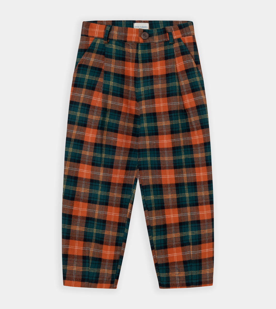 Orange & green checked baggy trousers – Little Talents